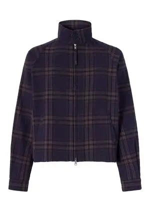 KARDO Stanley Embroidered Checked Cotton Bomber Jacket - Navy