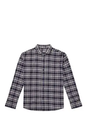 A.PRESSE Checked Cotton And Silk-blend Twill Shirt - Navy