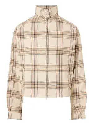 KARDO Stanley Embroidered Checked Cotton Bomber Jacket - Neutrals