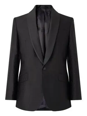 FAVOURBROOK Polka-dots Wool And Silk-blend Tuxedo Jacket - Black