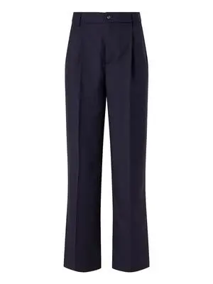 De Bonne Facture Grandad Wide-leg Virgin Wool Trousers - Blue