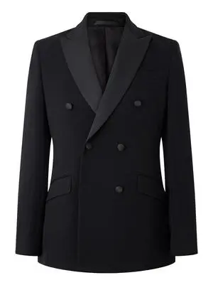 FAVOURBROOK Grosgrain-trimmed Double-breasted Wool Tuxedo Jacket - Black