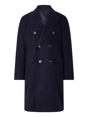 Canali Double-breasted Wool Coat - Blue