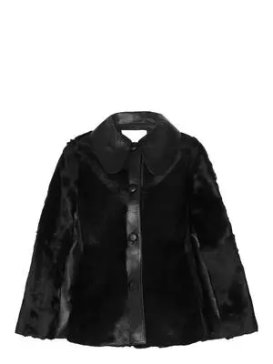 BY MALENE BIRGER Leather-trimmed Calf Hair Jacket - Black