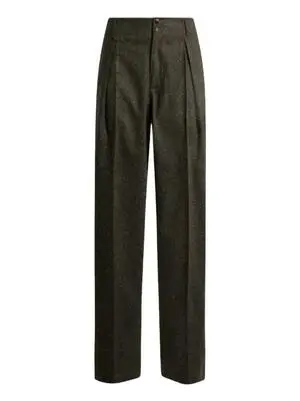 Etro Wool-blend Jacquard Trousers With Pegaso Buttons - Black