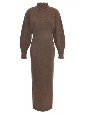 Max Mara Tenuta High Neck Knitted Dress - Brown