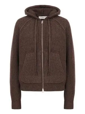 DUNST Hooded Zip-up Cardigan - Brown