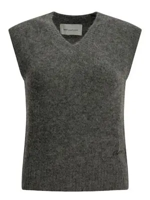 AMI Paris V-neck Logo-embroidered Sweater - Black