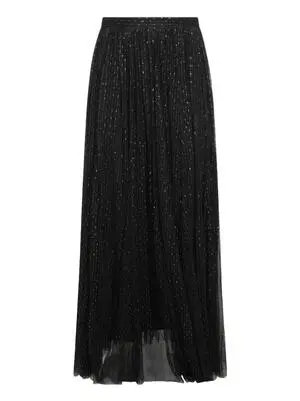 TWINSET Metallicthread Pleated Maxi Skirt - Black