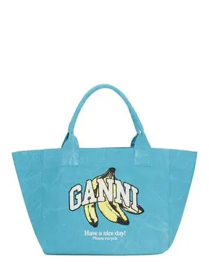 GANNI Medium Banana Print Tote Bag - Blue