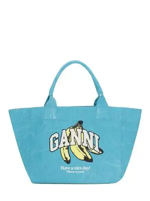 GANNI Medium Banana Print Tote Bag - Blue