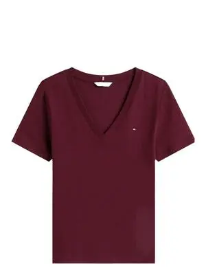 Tommy Hilfiger V-neck Striped T-shirt - Red