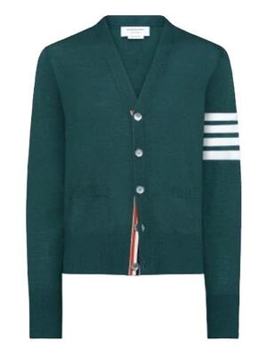 Thom Browne 4-Bar V-neck Cardigan Green