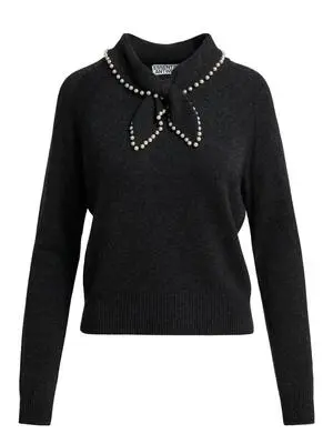 Essentiel Antwerp Kasa Pearl-trim Bow Sweater - Black