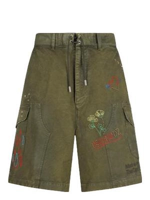 Dsquared2 Embroidered Drawstring Cargo Shorts - Green