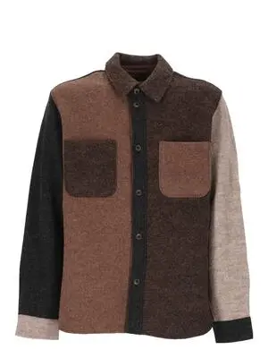 LES DEUX Colour-block Wool Overshirt