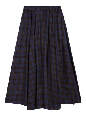 Aspesi Plaid Gatheredwaist Midi Skirt - Black