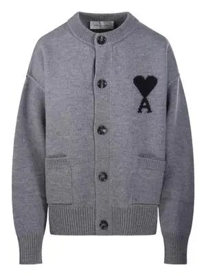 AMI Paris AMI Paris Ami De Coeur Buttoned Cardigan Grey