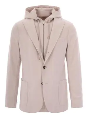Eleventy Long-sleeved Hooded Suit Jacket - Nude
