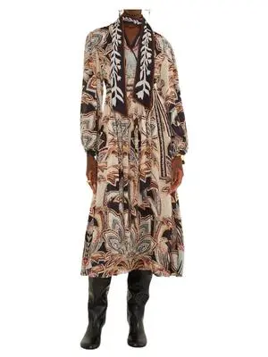 Farm Rio Printed V-neck Midi Dress - No