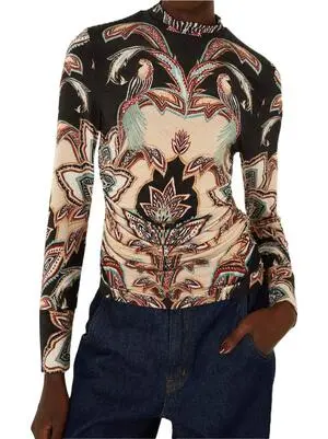 Farm Rio Farm Rio Printed Long-Sleeve Top Black