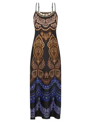 Farm Rio Sleeveless Camisole Maxi Dress - Black