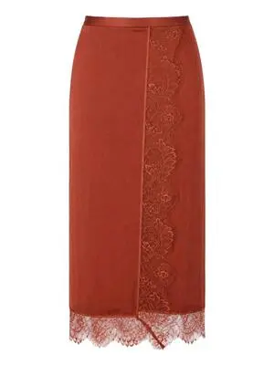 TWINSET TWINSET Lace Trim Midi Skirt Red