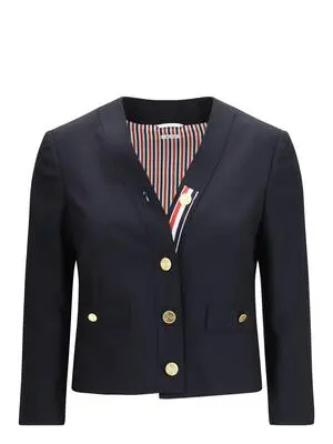 Thom Browne Hopsack Cardigan Jacket - Blue