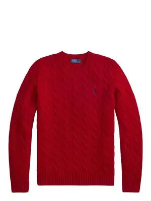Polo Ralph Lauren Cable-Knit Wool-Cashmere Crewneck Sweater Red