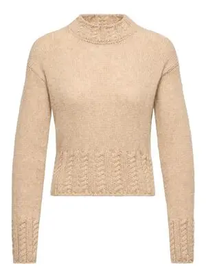 Moncler Logo Patch Crewneck Knitted Jumper - Beige