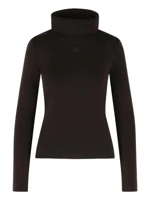 COURREGES Logo-embroidered Roll-neck Sweater Brown