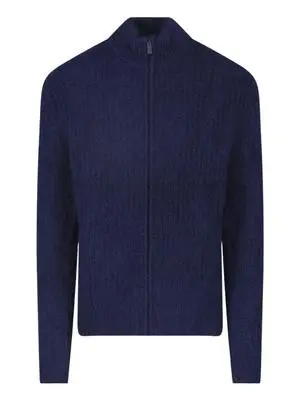 ASPESI Zip-up Ribbed-knit Cardigan