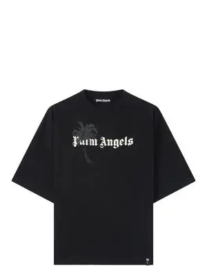 PALM ANGELS Black Printed T-shirt