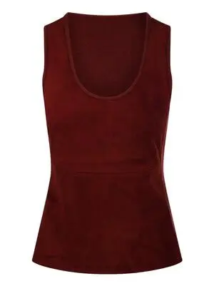 Max Mara Suede-panelled Scoop-neck Tank Top - Wine Red