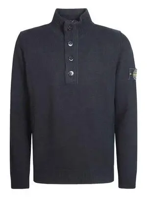 Stone Island Turtleneck Knit Top - Black