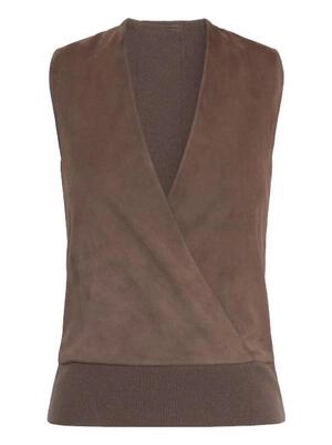 Max Mara Wool And Cashmere Yarn Gilet - Mud Color