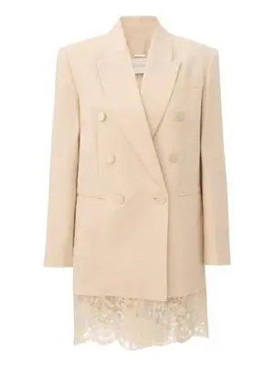 Zimmermann Lace-trim Double-breasted Blazer - Cream