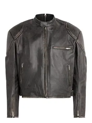 SYSTEM Leather Motorcycle Jacket