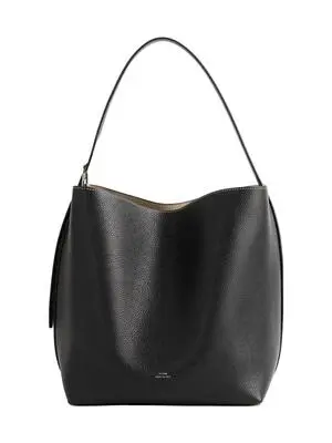 TOTEME Medium Belted Grained-leather Tote Bag - Black