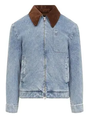 AMI Paris Zipped Denim Jacket - Second-hand Blue