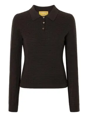 Guest In Residence Shrunken Waffle Cashmere Polo Sweater - Brown