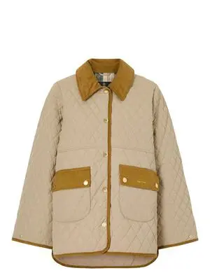 Barbour Corduroy-trimmed Logo-embroidered Quilted Shell Jacket - Neutrals