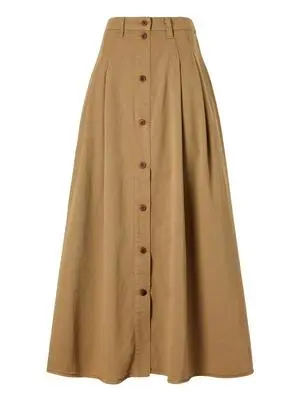 JAMIE HALLER The Venetian Pleated Cotton-twill Midi Skirt