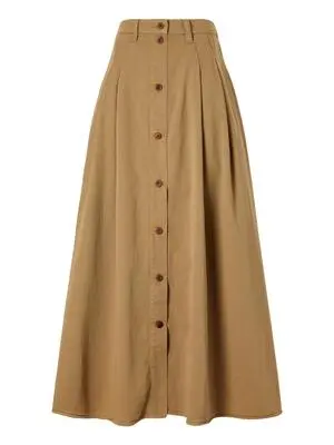 JAMIE HALLER The Venetian Pleated Cotton-twill Midi Skirt