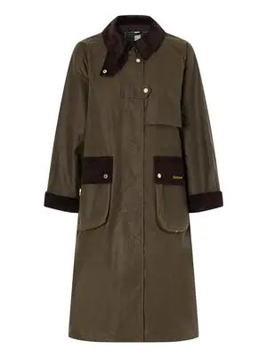 Barbour Kirklees Corduroy-trimmed Waxed Cotton Jacket - Green
