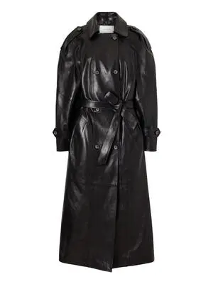 Magda Butrym Double-breasted Full-grain Leather Trench Coat - Black