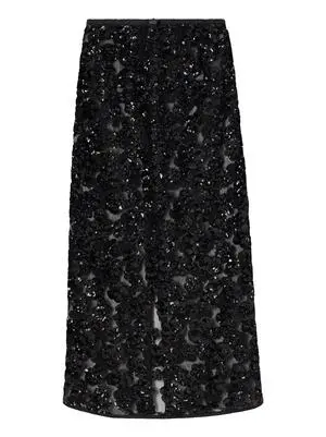 Cecilie Bahnsen Bria Sequined-embellished Mesh Midi Skirt - Black