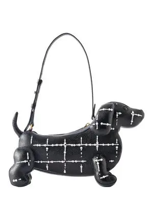 Thom Browne Baby Hector Bead-embellished Leather Tote - Black
