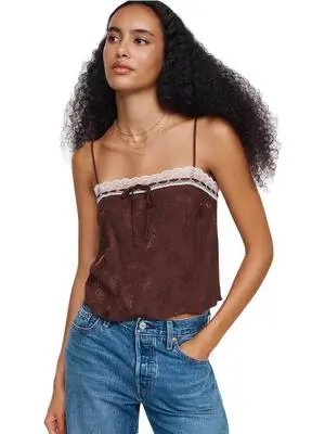 WAYF Lace-trim Cami - Chocolate