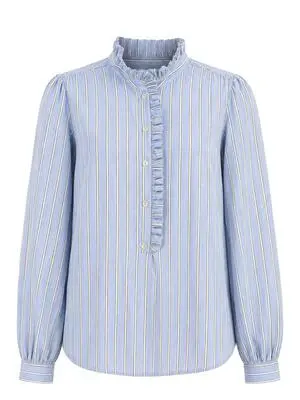 LUELLA FASHION Kinross Cotton Blouse & Yellow Stripes - Blue